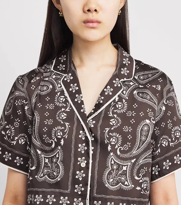 Sandro Satin Bandana Cropped Shirt - Brown