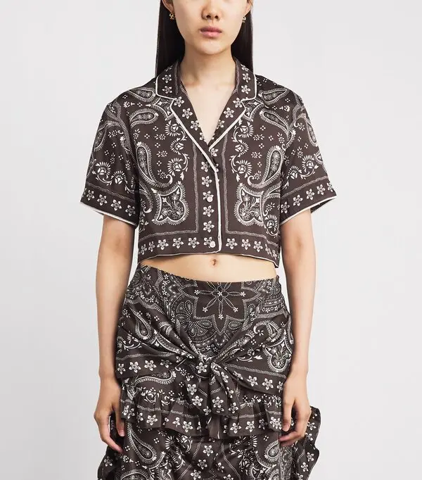 Sandro Satin Bandana Cropped Shirt - Brown