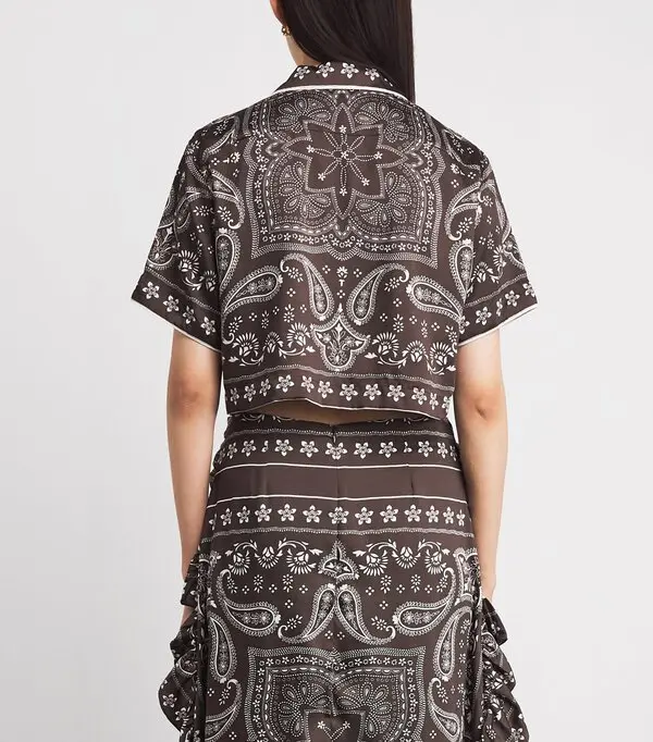 Sandro Satin Bandana Cropped Shirt - Brown