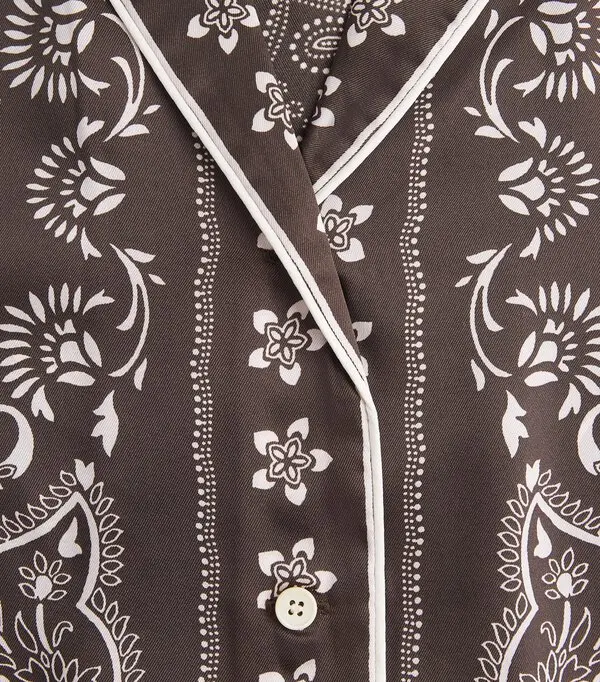 Sandro Satin Bandana Cropped Shirt - Brown