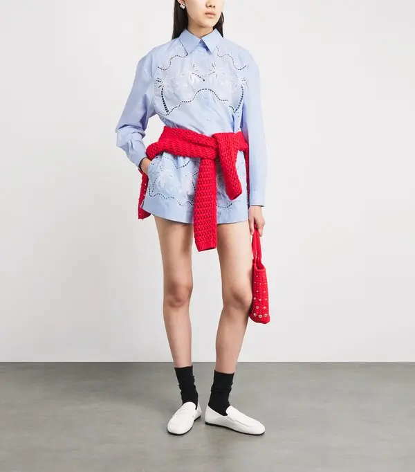 Sandro Cotton Embroidered Open-work Shirt