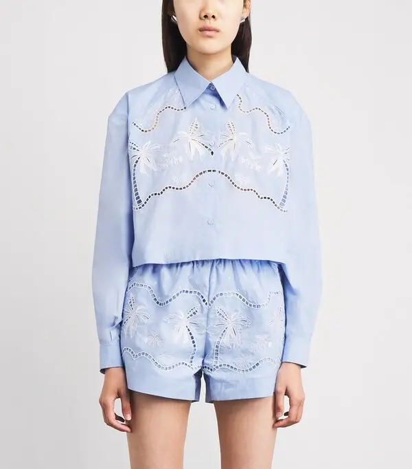 Sandro Cotton Embroidered Open-work Shirt