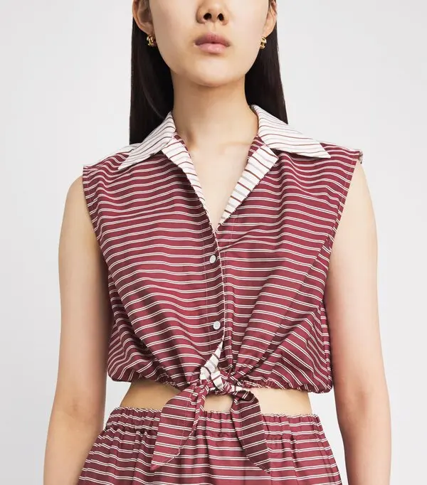 Sandro Cotton Stripe Tie Shirt