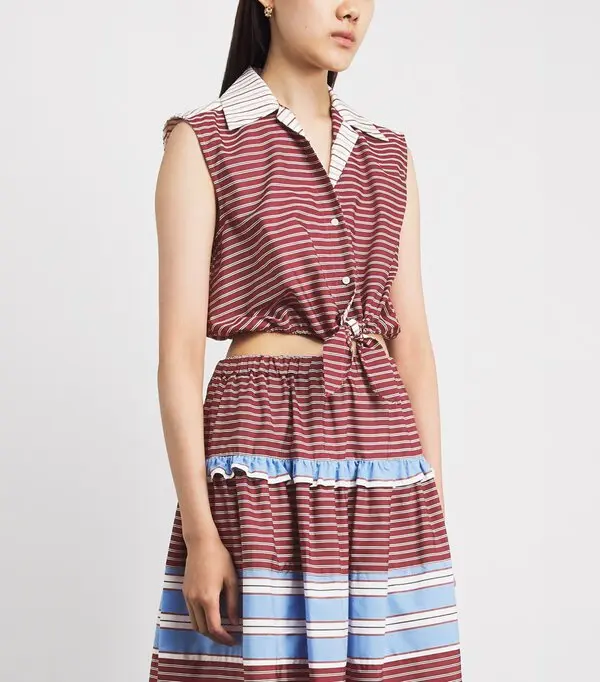 Sandro Cotton Stripe Tie Shirt