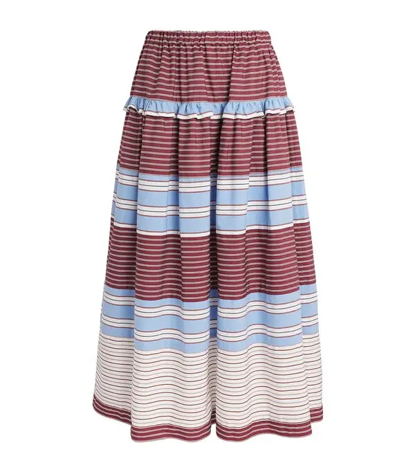 Sandro Cotton Stripe Maxi Skirt