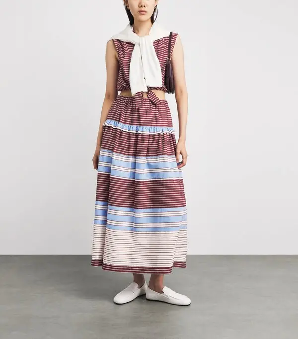 Sandro Cotton Stripe Maxi Skirt