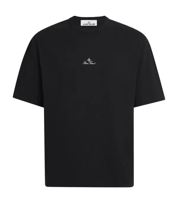 Stone Island Organic Cotton Embroidered T-shirt - Black