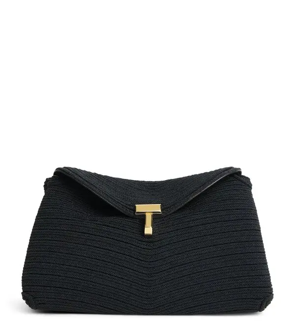 TOTEME Mini Woven Clutch Bag With Gold Tone Clasp - Black