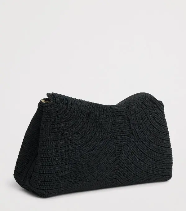 TOTEME Mini Woven Clutch Bag With Gold Tone Clasp - Black