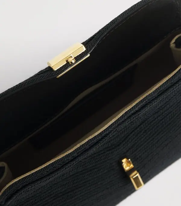 TOTEME Mini Woven Clutch Bag With Gold Tone Clasp - Black