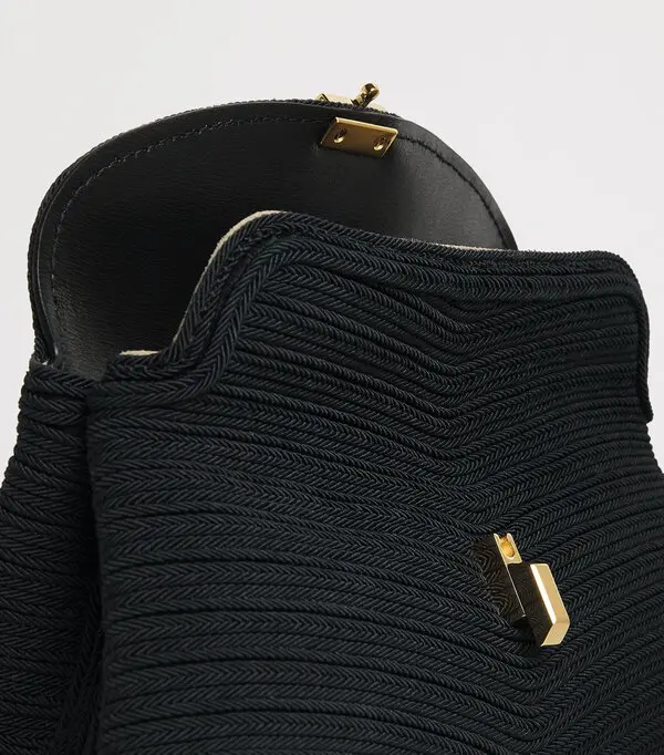TOTEME Mini Woven Clutch Bag With Gold Tone Clasp - Black