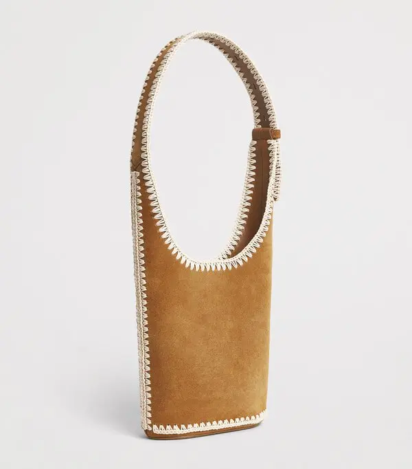 Veronica Beard Suede Whipstitch Loop Shoulder Bag