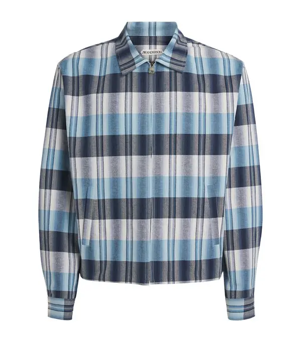 JW Anderson Cotton Check Bomber Jacket - Blue