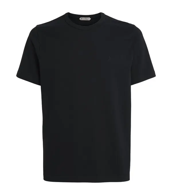 JW Anderson Cotton Embroidered Anchor T-shirt - Black