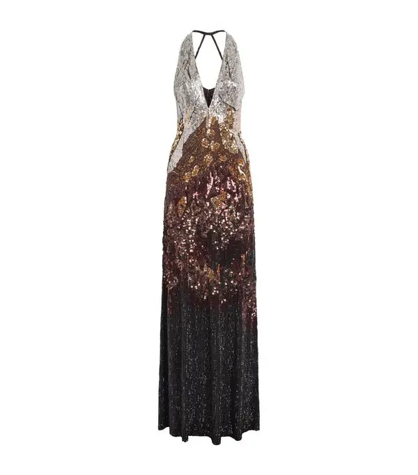 Jenny Packham Embellished Wild Rose Gown - Brown