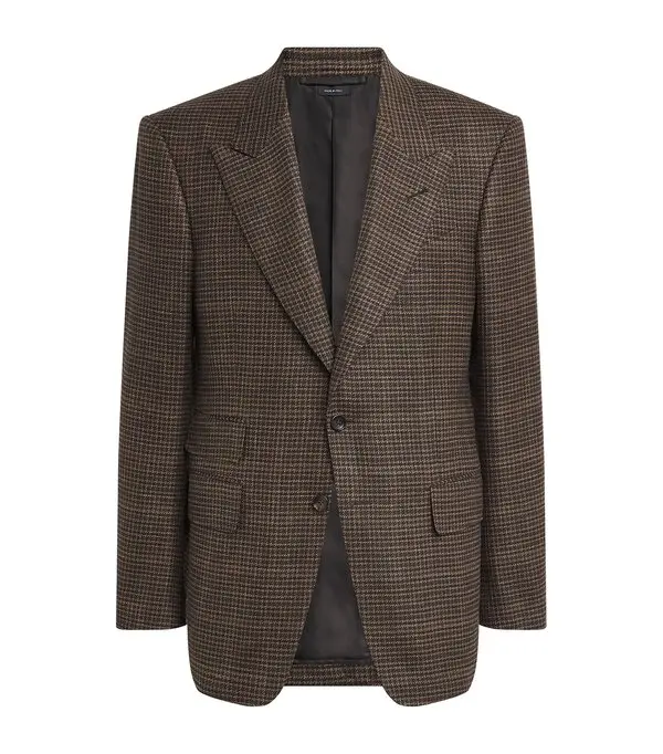 TOM FORD Wool-blend Houndstooth Shelton Blazer - Brown