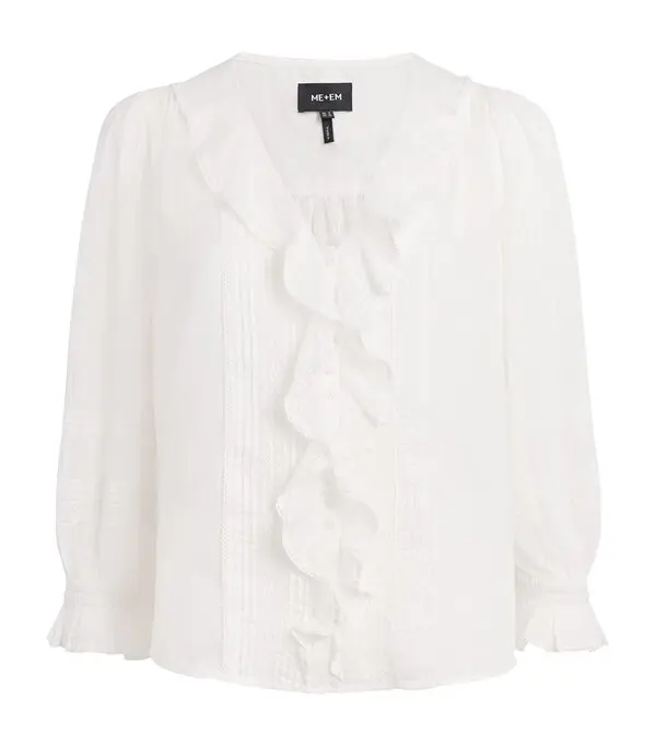 ME+EM Cotton Voile Ruffle Blouse