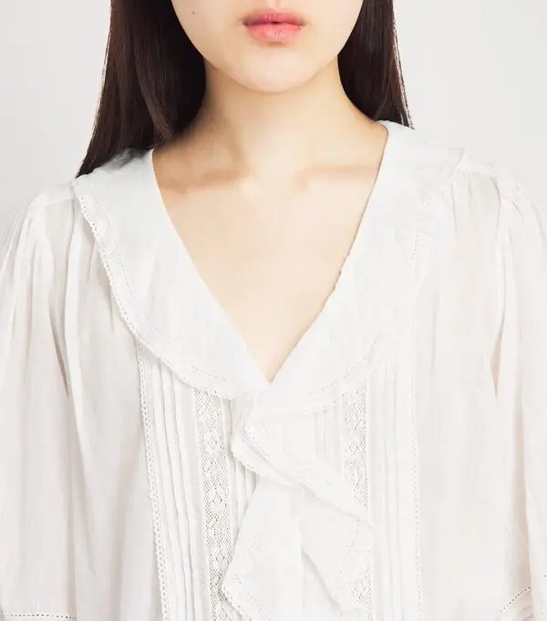 ME+EM Cotton Voile Ruffle Blouse