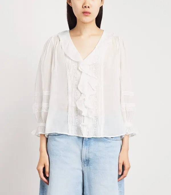 ME+EM Cotton Voile Ruffle Blouse