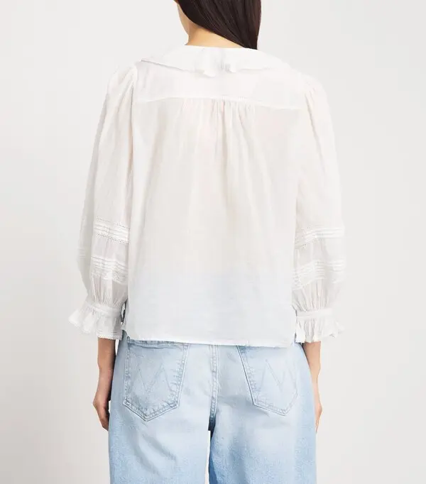 ME+EM Cotton Voile Ruffle Blouse