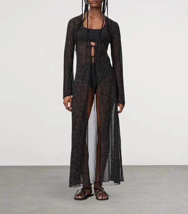 ALLSAINTS Leopard Print Zalia Beach Cover-up Dress