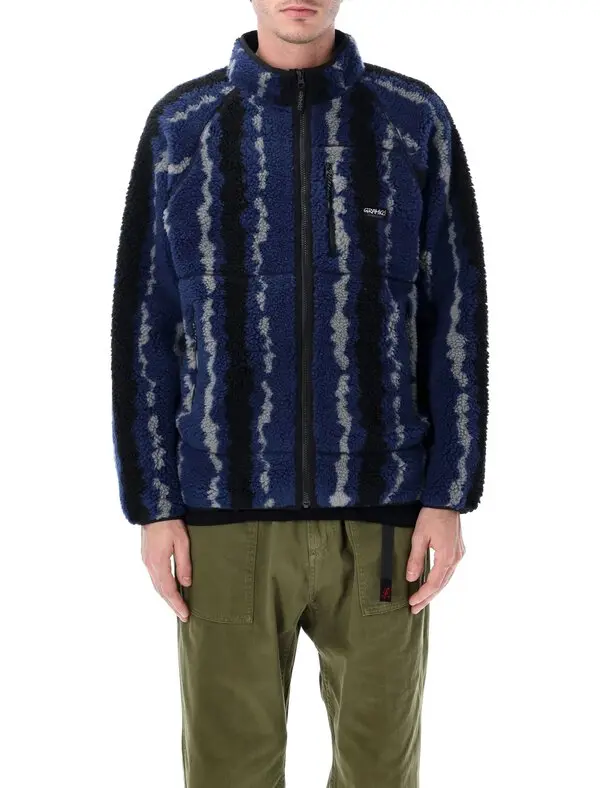 Gramicci Ripple Sherpa Fleece Jacket With Stand Collar - Blu