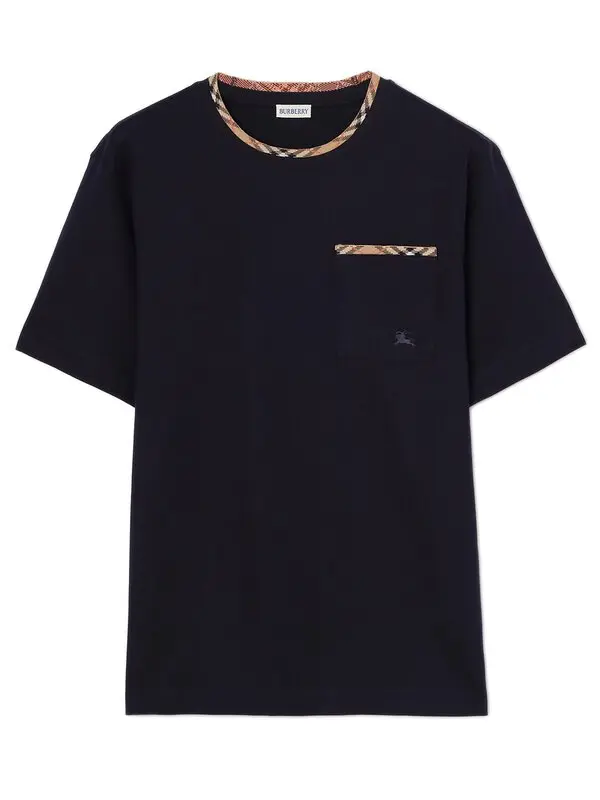 Burberry Relaxed Fit Crewneck T-shirt With House Check-trim Chest Pocket - Nero