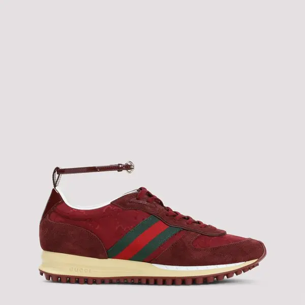Gucci Re-motion Suede, Canvas-jacquard And Patent-leather Sneakers - Red