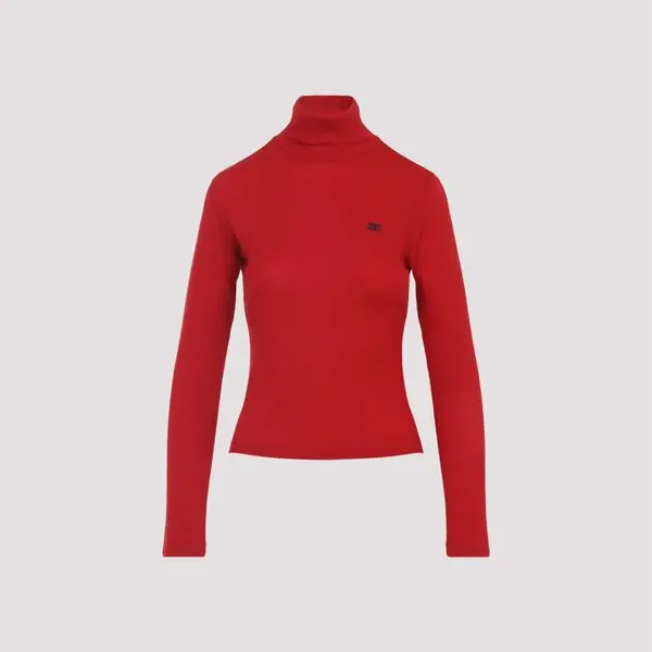 Celine Cozy Wool Turtleneck Top - Red