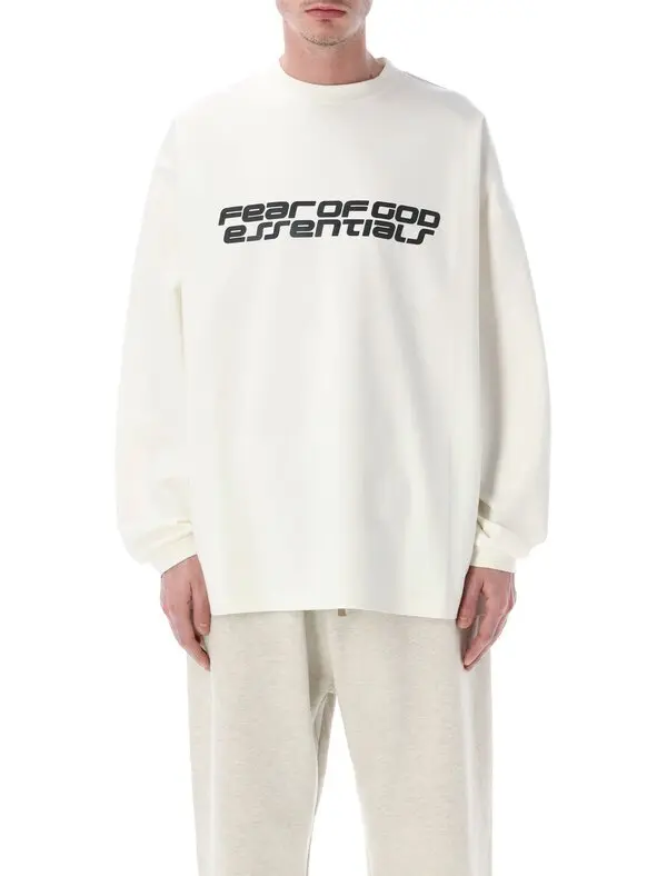 Fear Of God 90s Oversized Long Sleeve Tee With Metallic Logo - Bianco