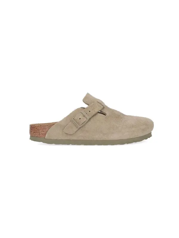 BIRKENSTOCK 100% Leather Buckled Clogs - Green