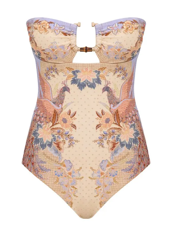 Zimmermann Bust-gathered Underwire Swimsuit With Bamboo Detail - Multicolor