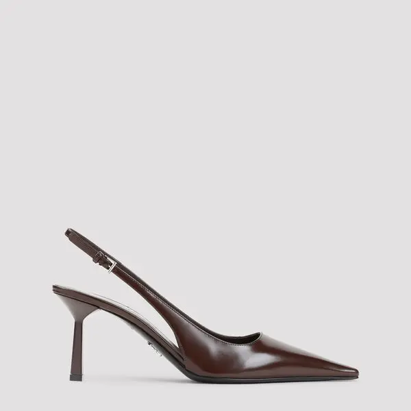 Prada Calf Leather Slingback Pumps With 7.5cm Heel - Brown