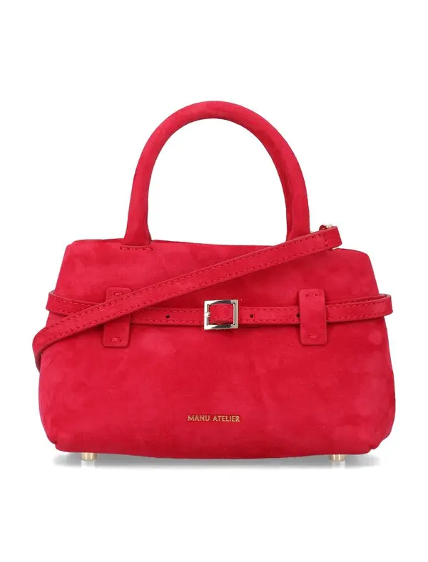 Manu Atelier Le Cambon 20 Mini Handbag In Smooth Leather With Removable Strap - Rosso