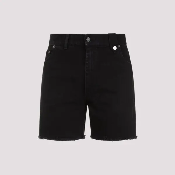 EGONLAB Frayed Hem Denim Shorts - Black