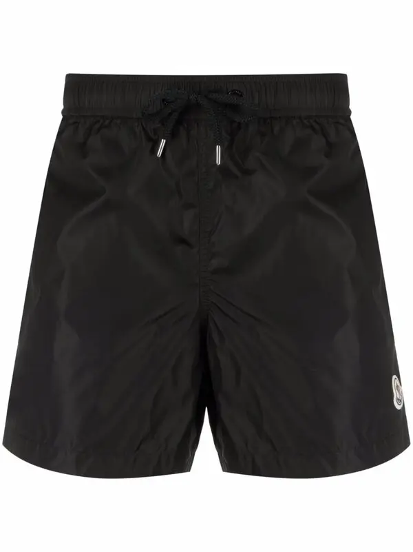 Moncler Mesh-lined Swim Trunks With Drawstring Waist - Nero