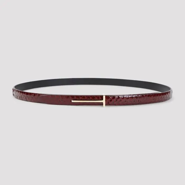 TOM FORD Semi-shine Printed Python Effect Belt - Red