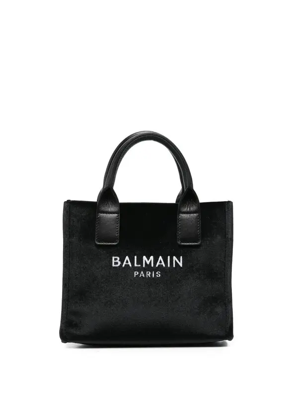 Balmain Logo Embroidered Double Top Handle Bag
