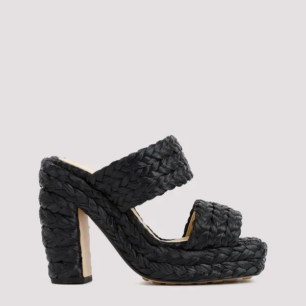 Bottega Veneta Raffia Platform Sandals With 12cm Heel