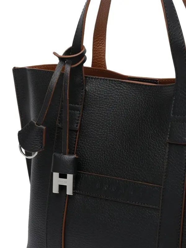 Hogan Script Small Leather Tote Bag - Brown