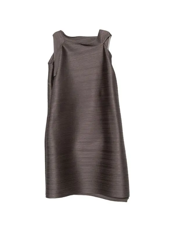 Issey Miyake Pleated Midi Dress - Grey