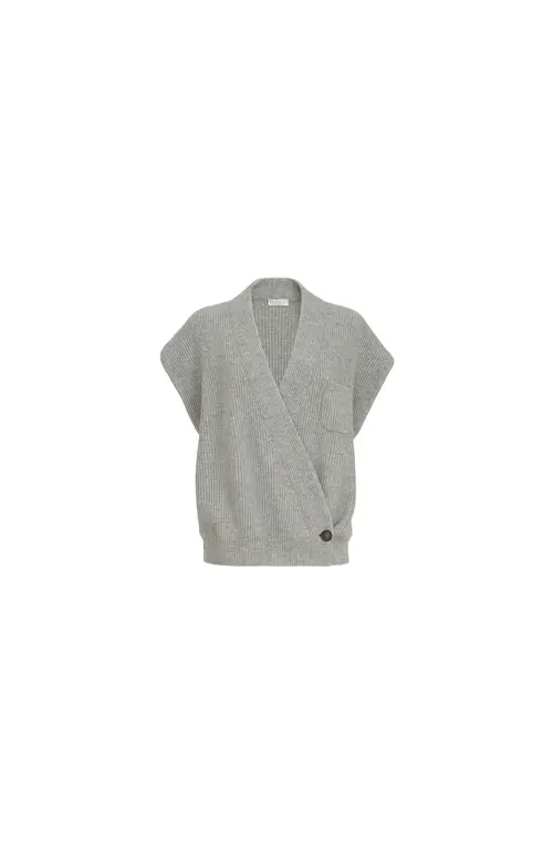 Brunello Cucinelli Cashmere English Rib Wrap Cardigan