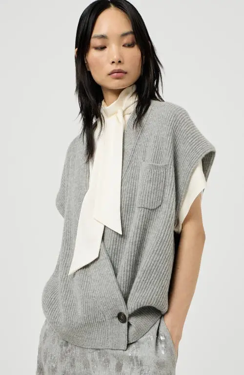 Brunello Cucinelli Cashmere English Rib Wrap Cardigan