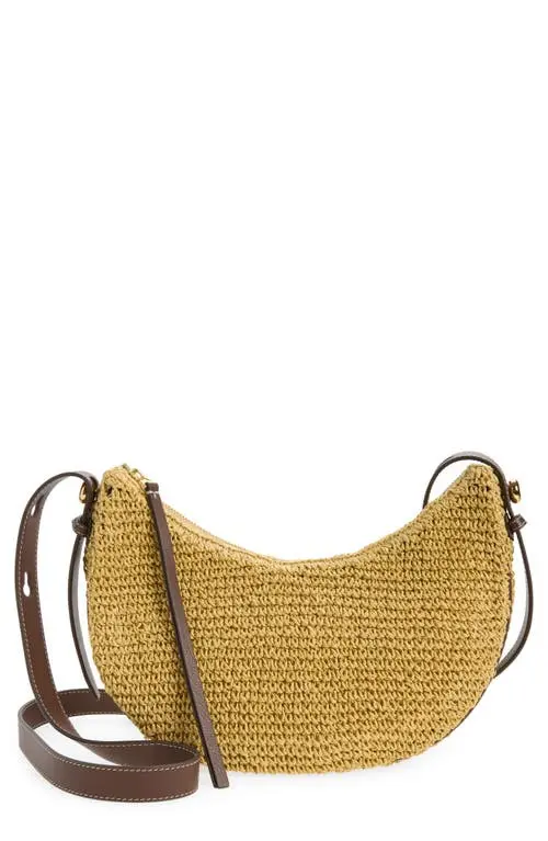 Tory Burch Romy Straw Half Moon Bag