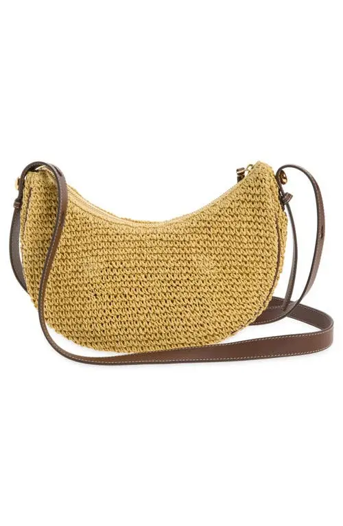 Tory Burch Romy Straw Half Moon Bag