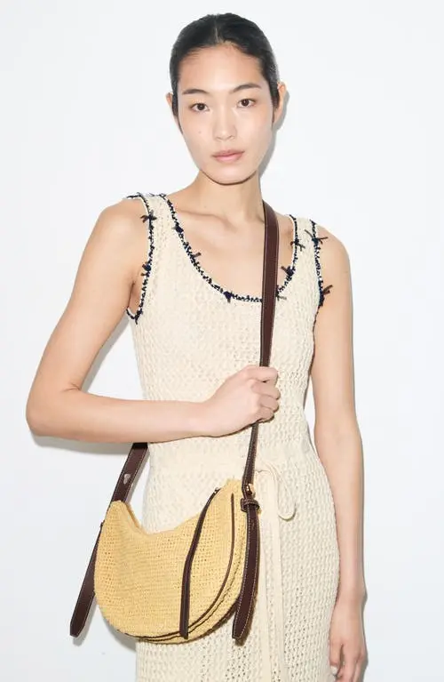 Tory Burch Romy Straw Half Moon Bag - Natural