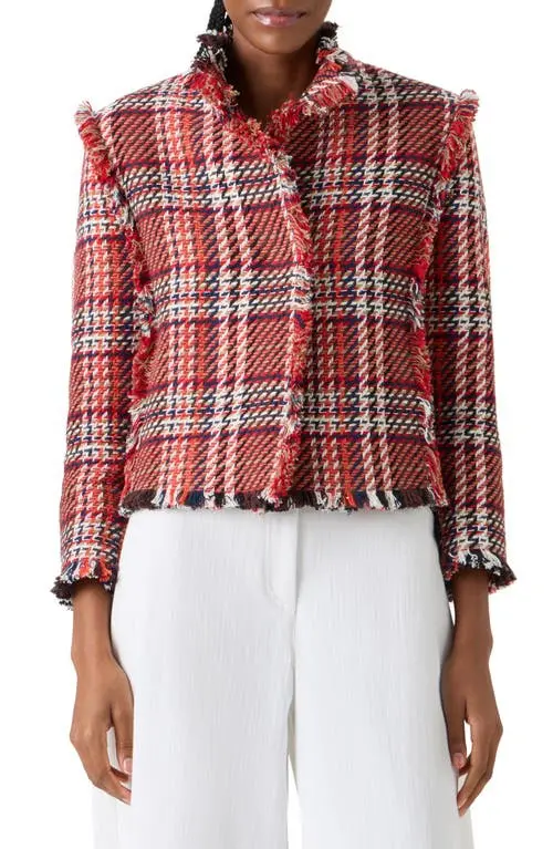 Akris Check Tweed Crop Jacket