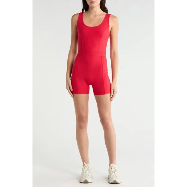 Year Of Ours Johanna Ribbed Romper - Cherry