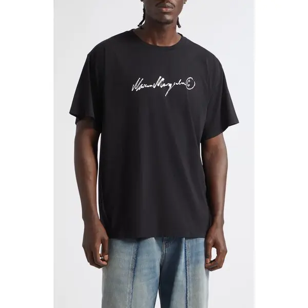 MAISON MARGIELA Overdyed Logo Graphic T-shirt - Black