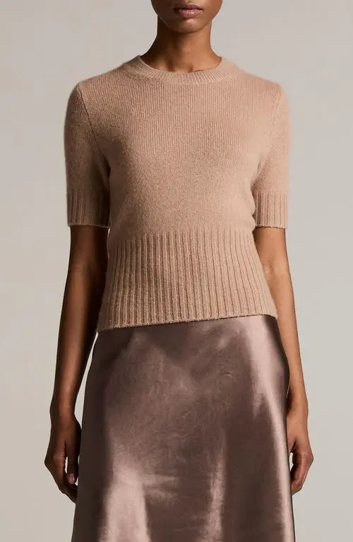 Vince High Rib Trim Wool & Cashmere Sweater - Toffee